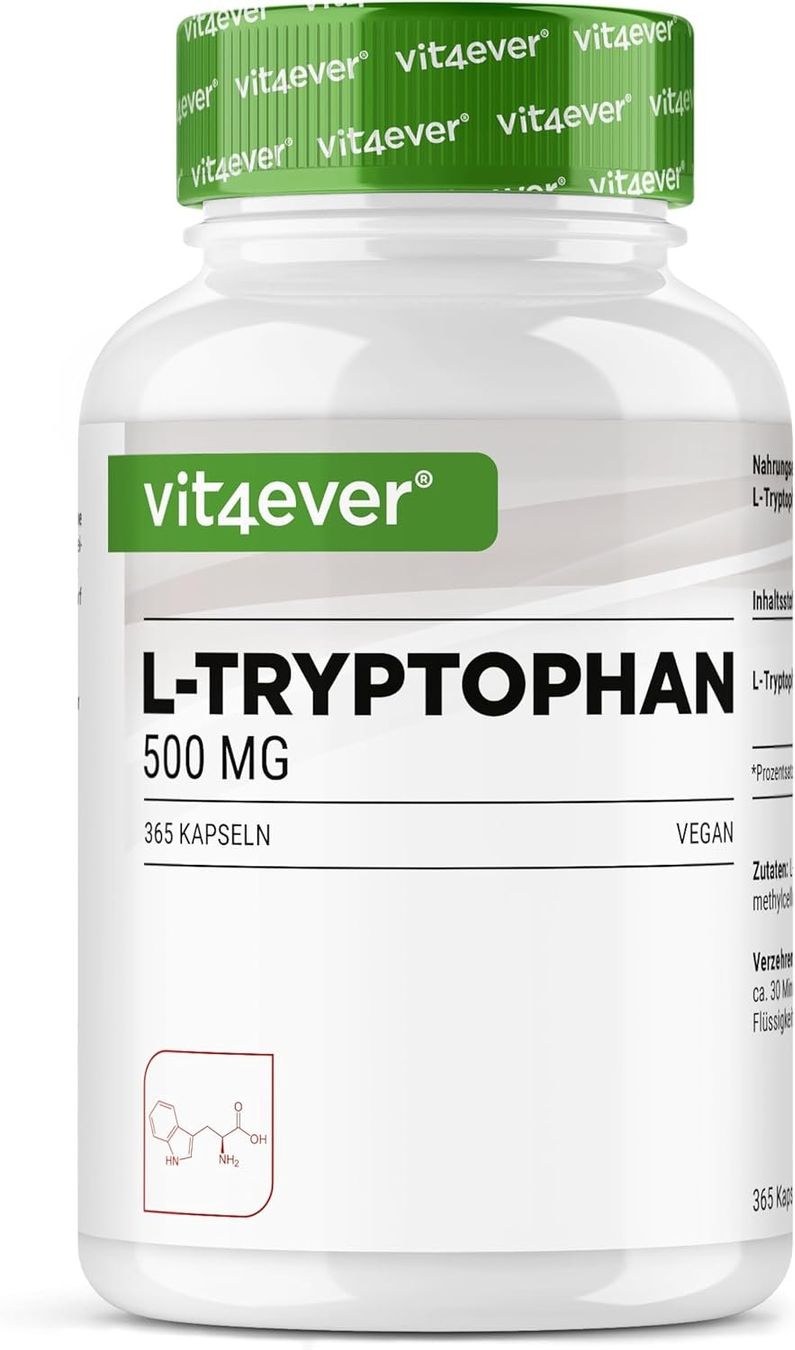 L-Tryptophan 500 mg – 365 vegane Kapseln hochdosiert (Neu und ...