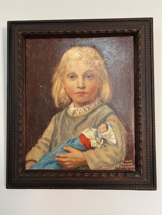Albert Anker Gemälde Kopie O. Dickmann Öl auf Holz (Gebraucht) in Nidau ...