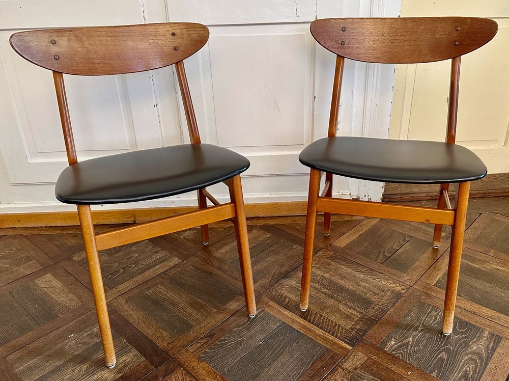 Stuhl aus Teak von Farstrup Møbler mit Kunstlederbezug | Kaufen auf Ricardo