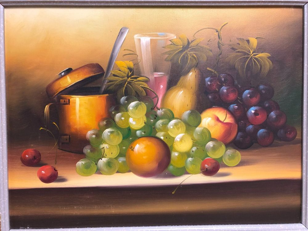 Feines Stillleben Öl Gemälde, 51.5 breit x 41.5 cm hoch (Gebraucht) in ...