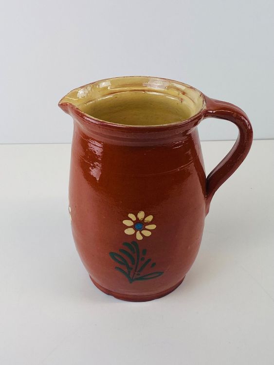 Rustikaler Keramik Milchkrug handbemalt mit Blumensujet (Gebraucht) in Zürich für CHF 18 – mit ...