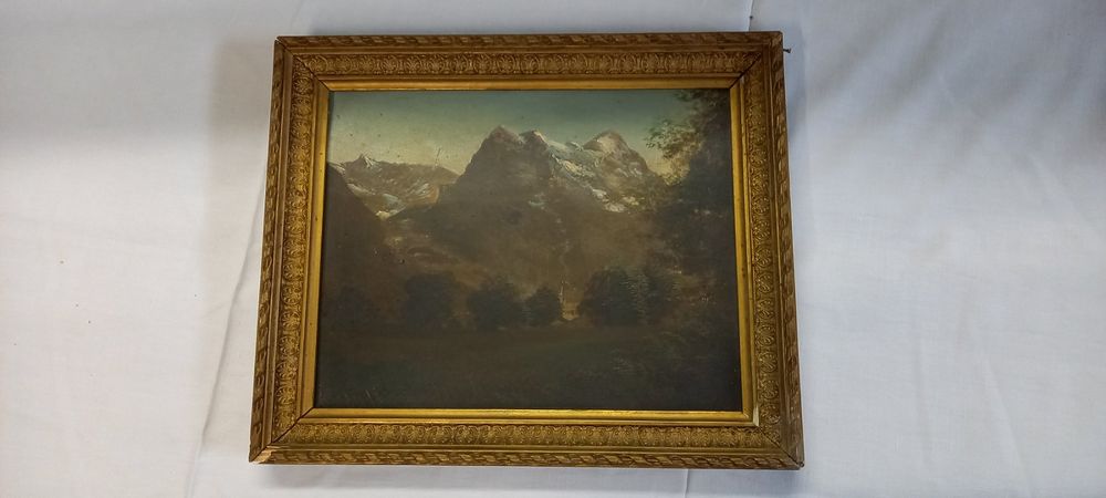 Tableau peinture antique paysage montagne | Kaufen auf Ricardo