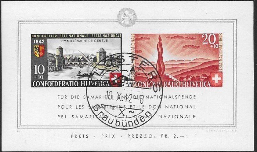1942 BF - Block B19 o KLOSTERS Befund hochwertig Top ab 1.- (Gebraucht ...