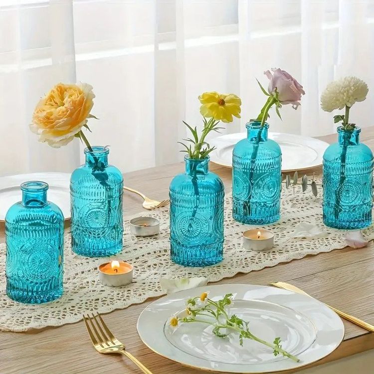 6er Set Vase Meeresblau Glas Art Deco 🩵 NEU (Neu und originalverpackt) in Bern für CHF 29 – mit ...