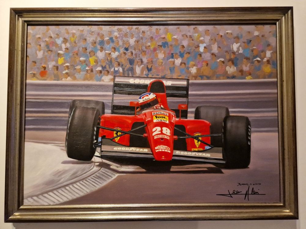 Öl-Bild auf Leinwand: Jean Alesi auf Ferrari m. Unterschrift | Kaufen ...