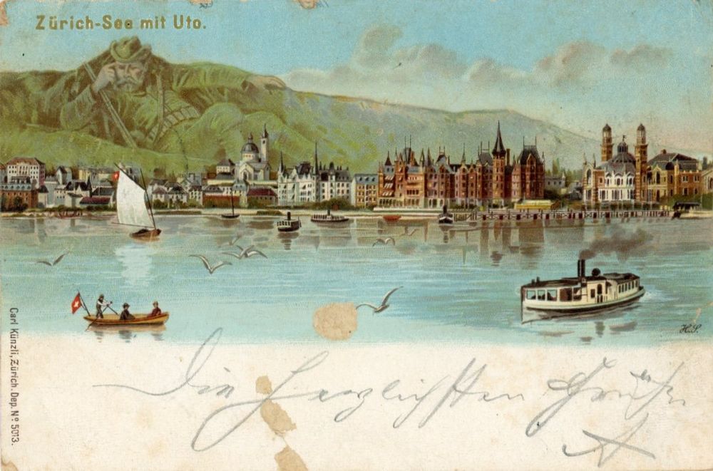 Zürich-See ZH mit Uto / JÄGER-Berggesicht um 1899 (Gebraucht) in Niedergesteln für CHF 7.7 – mit ...