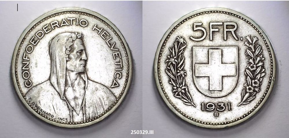 Schweizer Silbermünze 5FR, 1931 | Kaufen auf Ricardo