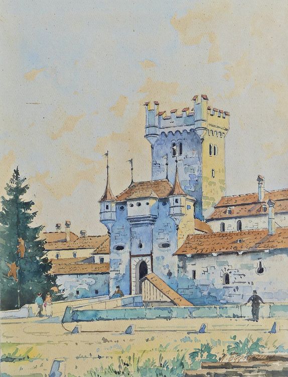 Aquarell "Zähringertor" von Walter Eggimann! | Kaufen auf Ricardo