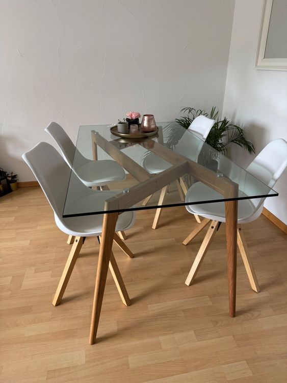 Esstisch Glas Mit Holz