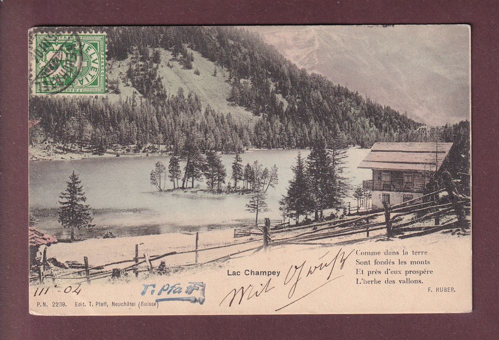 LAC CHAMPEX - Poème - 1904 T. Pfaff (D'occasion) à Pully pour CHF 6 – avec livraison | Acheter ...