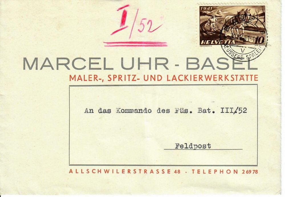 Brief, Marcel Uhr Basel 1941 (Gebraucht) in Hochdorf für CHF 6 – mit ...