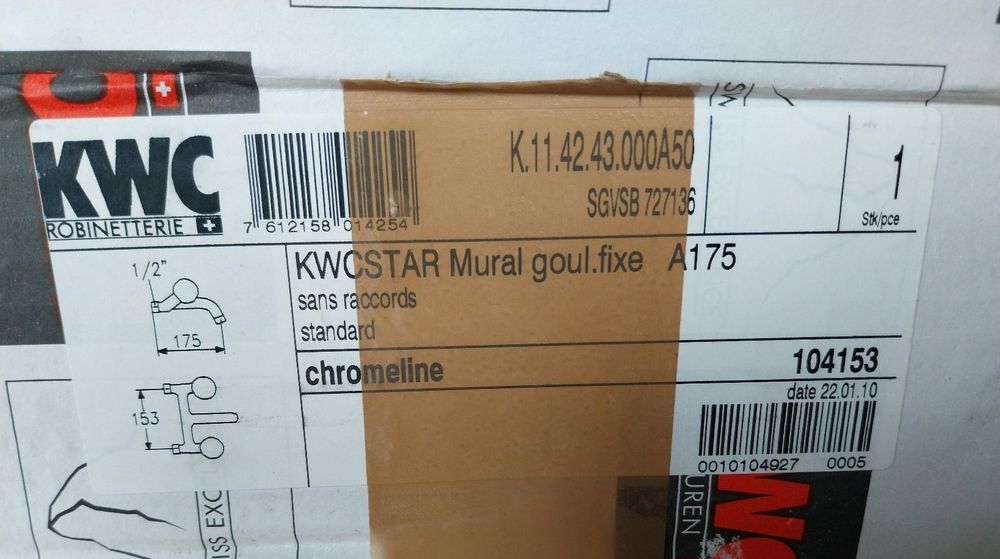 Kwc Star AD 153mmm Wandmischer Armatur Wasserhahn Neuwertig (Neu (gemäss Beschreibung)) in Eiken ...