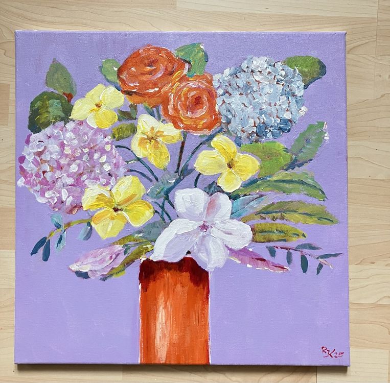 Original Acryl Gemälde 40x40 cm leinwand Blumen unikat (Neu (gemäss Beschreibung)) in Steckborn ...