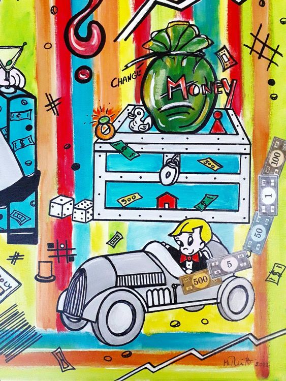 Gemälde Pop Monopoly Man Künstlerin: Manuela Reitz (Neu und ...