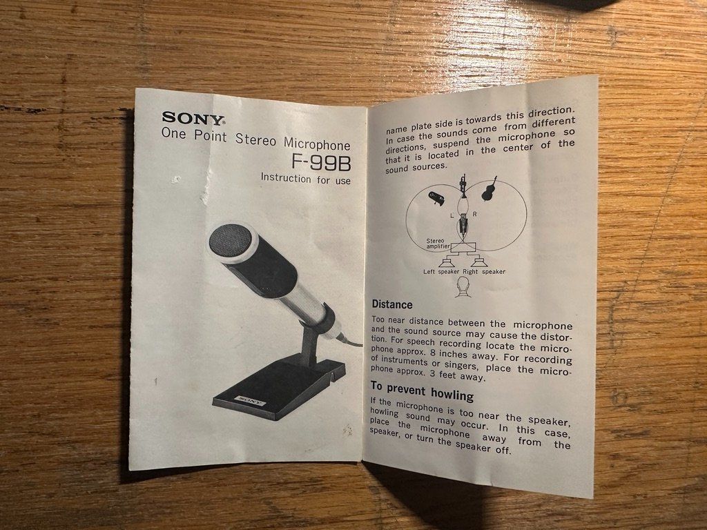 Micro Sony F-99B (one point stereo microphone) (D'occasion) à Corserey ...