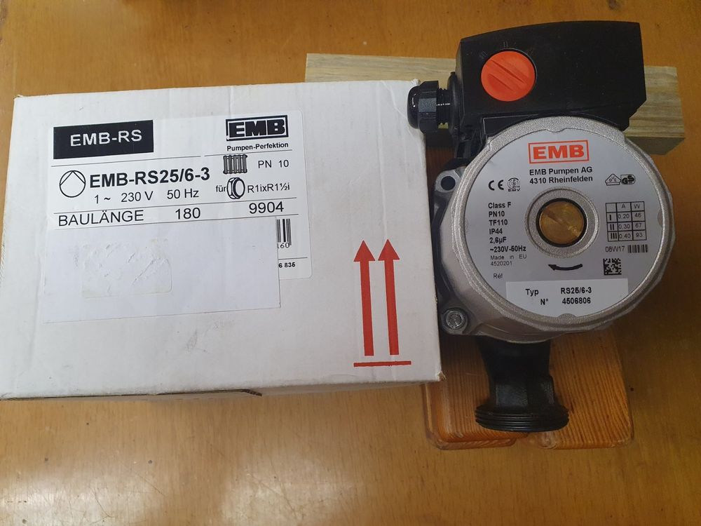 EMB-RS 25/6-3 Pumpe 230V 50Hz PN10 R1 1/2 i Baulänge 180 NEU (Neu ...