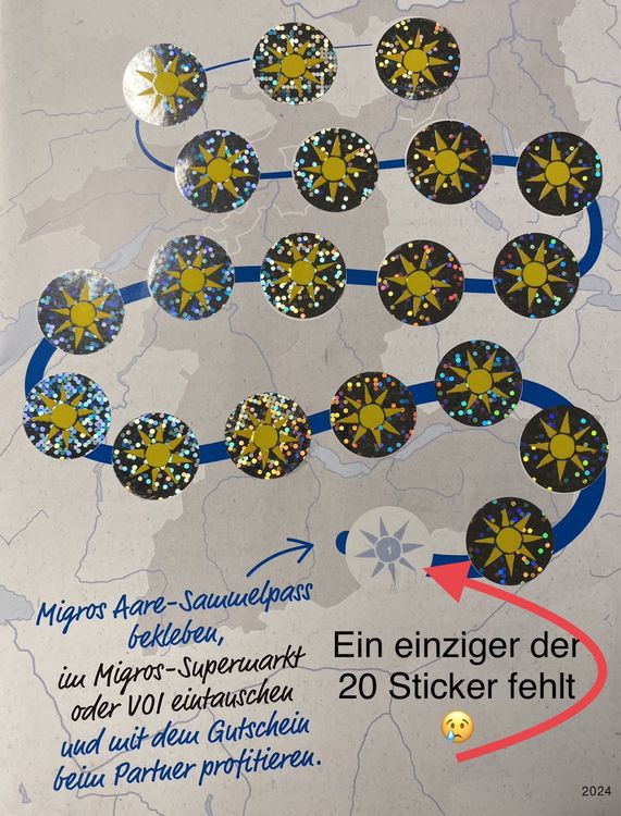 Migros Aare-Sammelpass fast vollständig (19 von 20 Sticker) (Neu (gemäss Beschreibung)) in ...