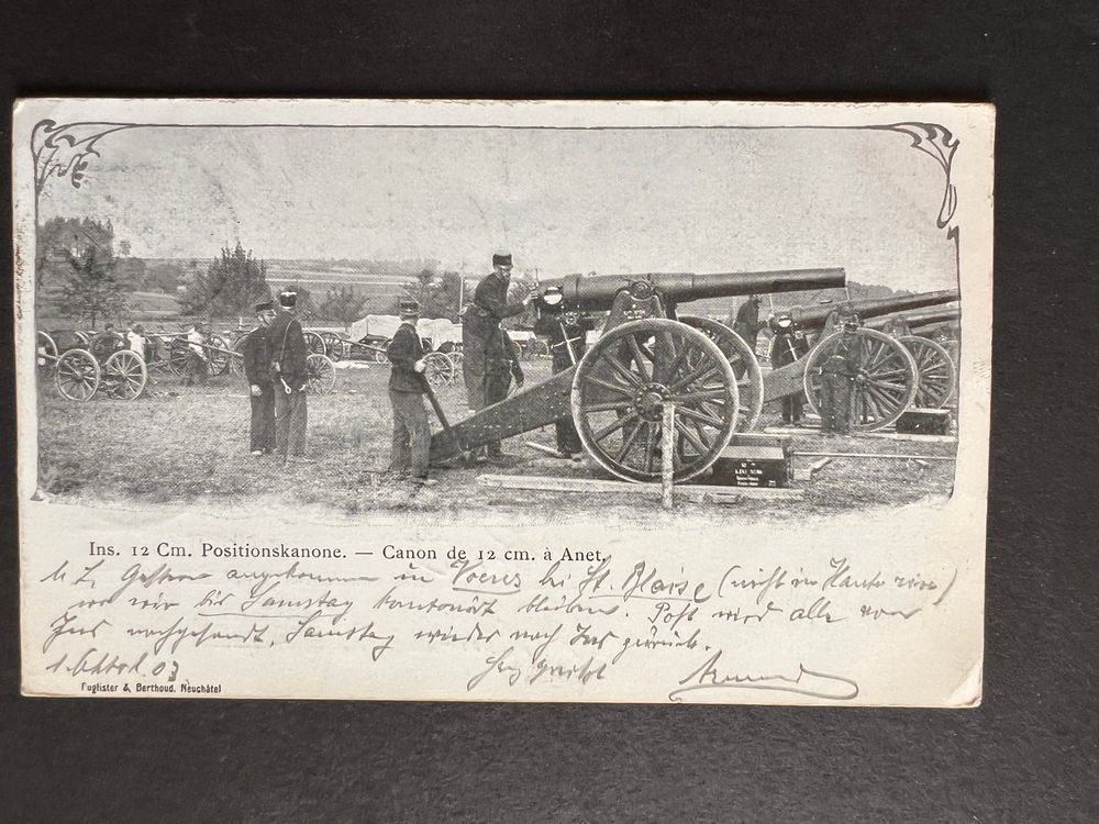 Postkarte 1903 Militär Positionskanone (P754) (Gebraucht) in Hinwil für CHF 10 – mit Lieferung ...