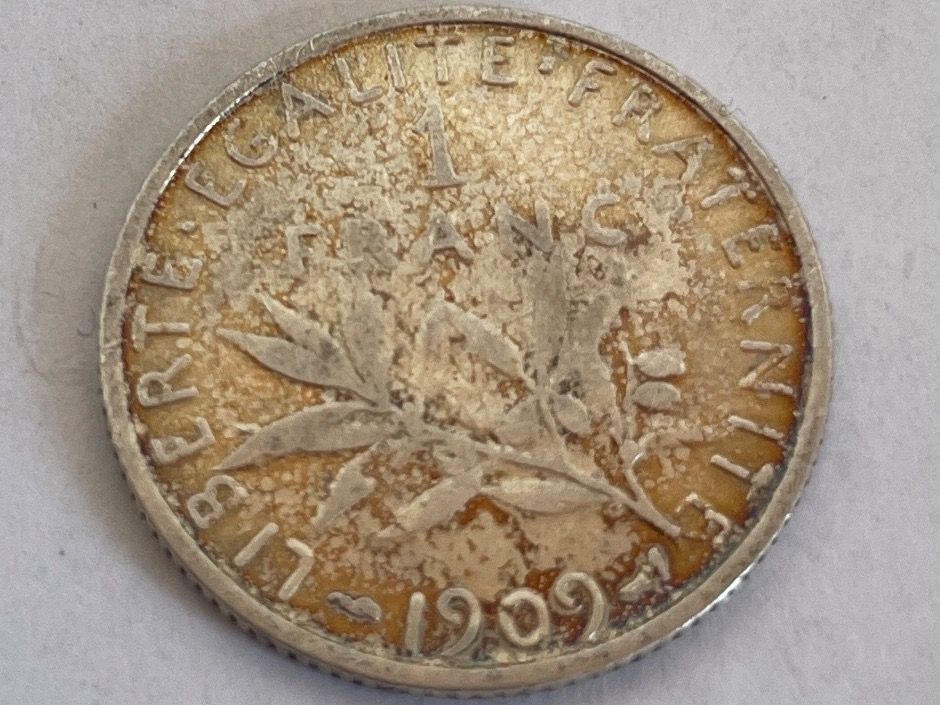 Pièce 1 franc en argent 1909 (Gebraucht) in Erde für CHF 3 – mit Lieferung auf Ricardo kaufen