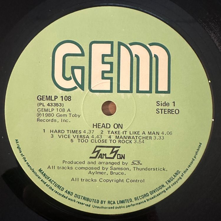 Samson ‎– Head On - LP with SEW ON PATCH! bruce dickinson (Gebraucht ...