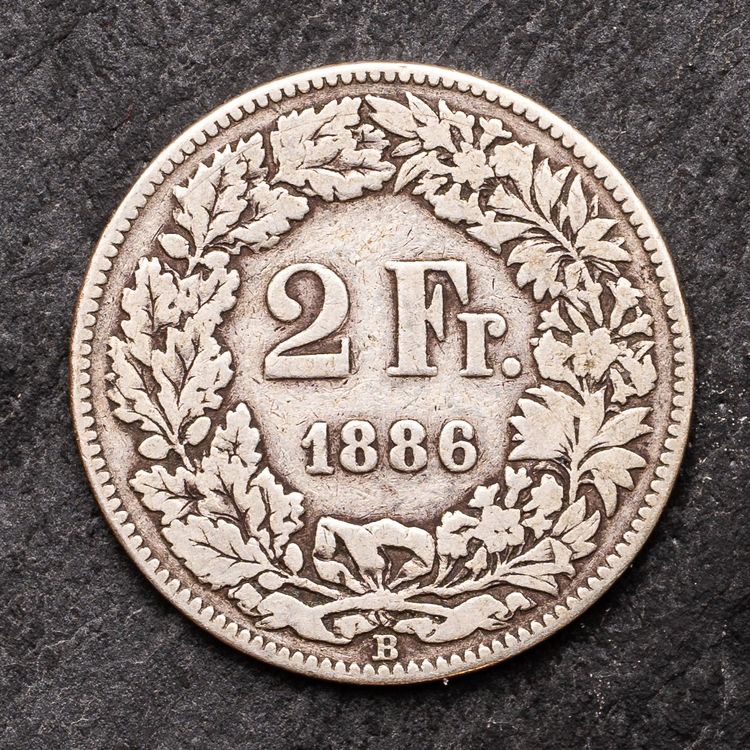 Silbermünze 2 Franken Helvetia 1886 B Bern Schweiz Swiss (Gebraucht) in Eggenwil für CHF 7 – mit ...