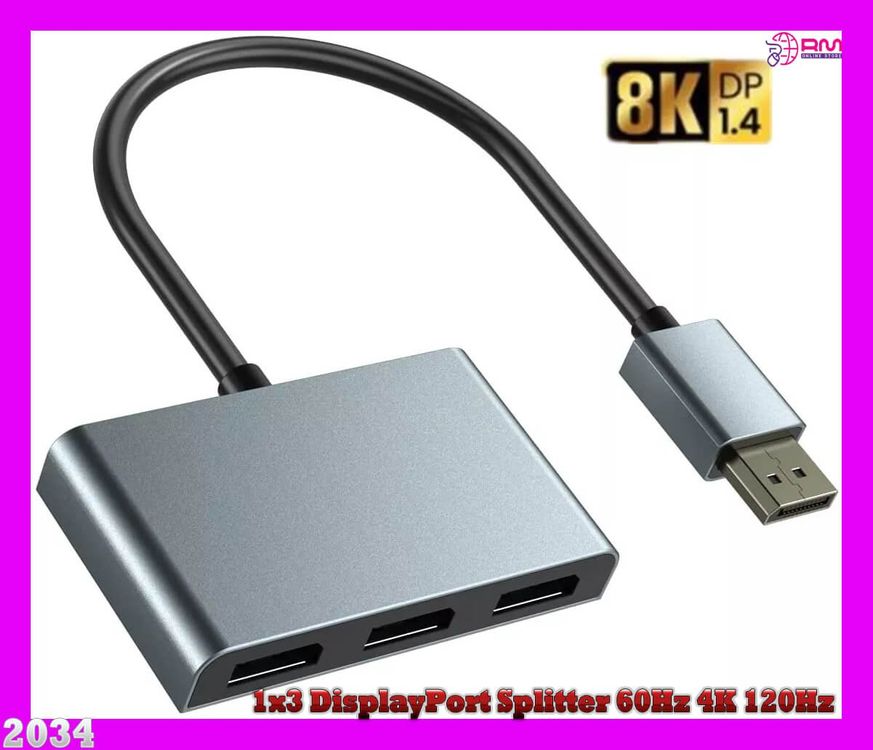 DP-Splitter DP1.4 MST-Hub 8K 60Hz 4K 120Hz (Neu und originalverpackt ...