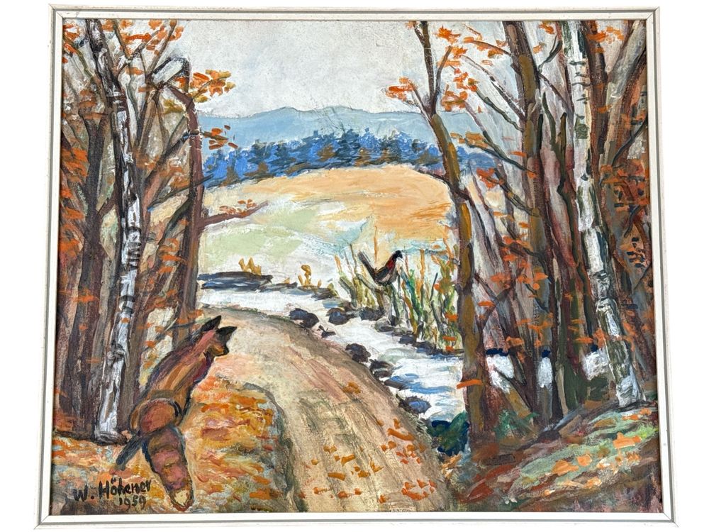 Huile s/ toile. Walter HOEHENER 1959. Renard et rivière (Gebraucht) in ...
