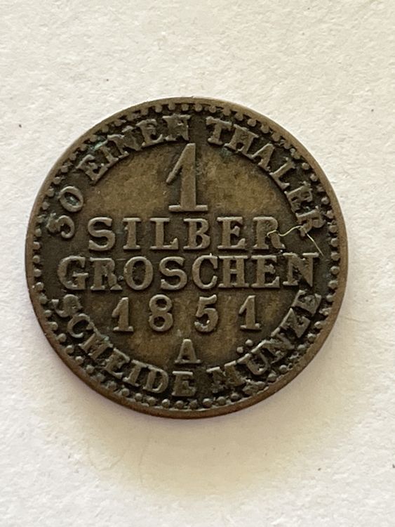 Pièce rare 1/3 Thaler Billon 1851 A - Prusse - Vintage (Gebraucht) in ...