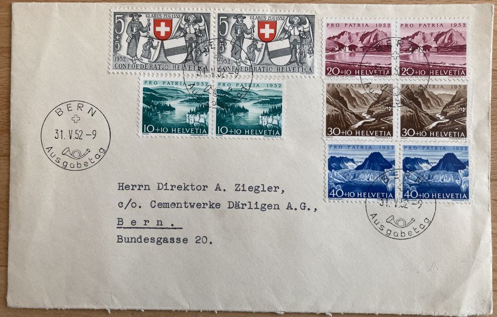 FDC PRO PATRIA 1952 ET BERN, SBK >150 Fr. (Gebraucht) in Flawil für CHF 19.5 – mit Lieferung auf ...