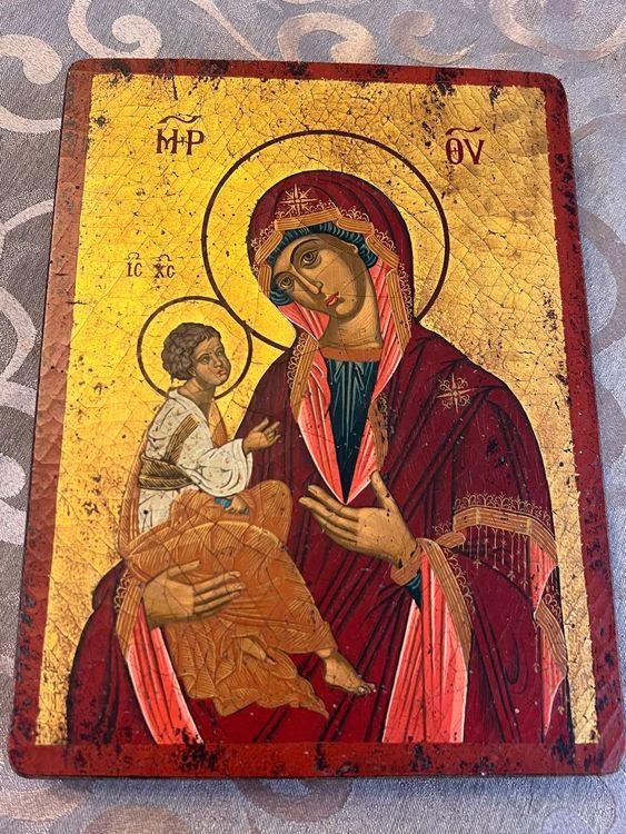 Antike Ikone Madonna mit Kind, handbemalt(105) | Kaufen auf Ricardo