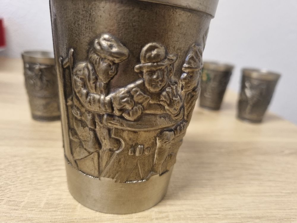 Antikes Frieling Zinn Germany Grosser Becher + 6 Stamperla | Kaufen auf ...