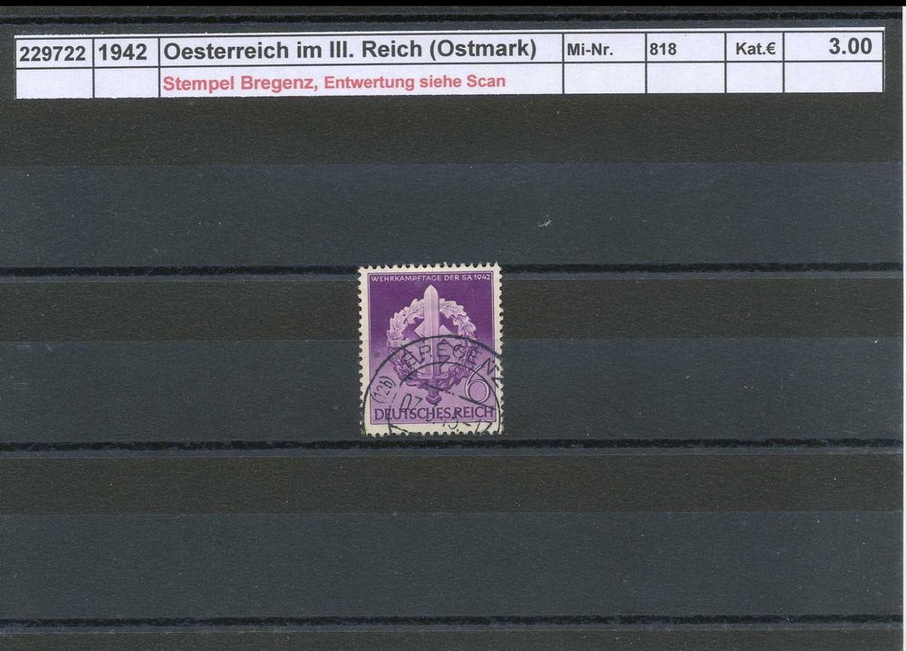 1942 Österreich im III. Reich, (Ostmark), Stempel: Bregenz (Gebraucht ...