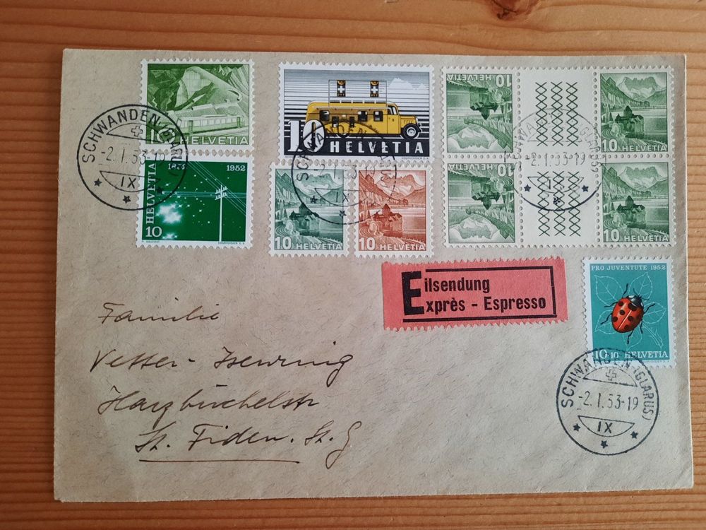 CH-Express Brief aus 1953 Zustand gemäss Bilder (Gebraucht) in Oberuzwil für CHF 2 – mit ...