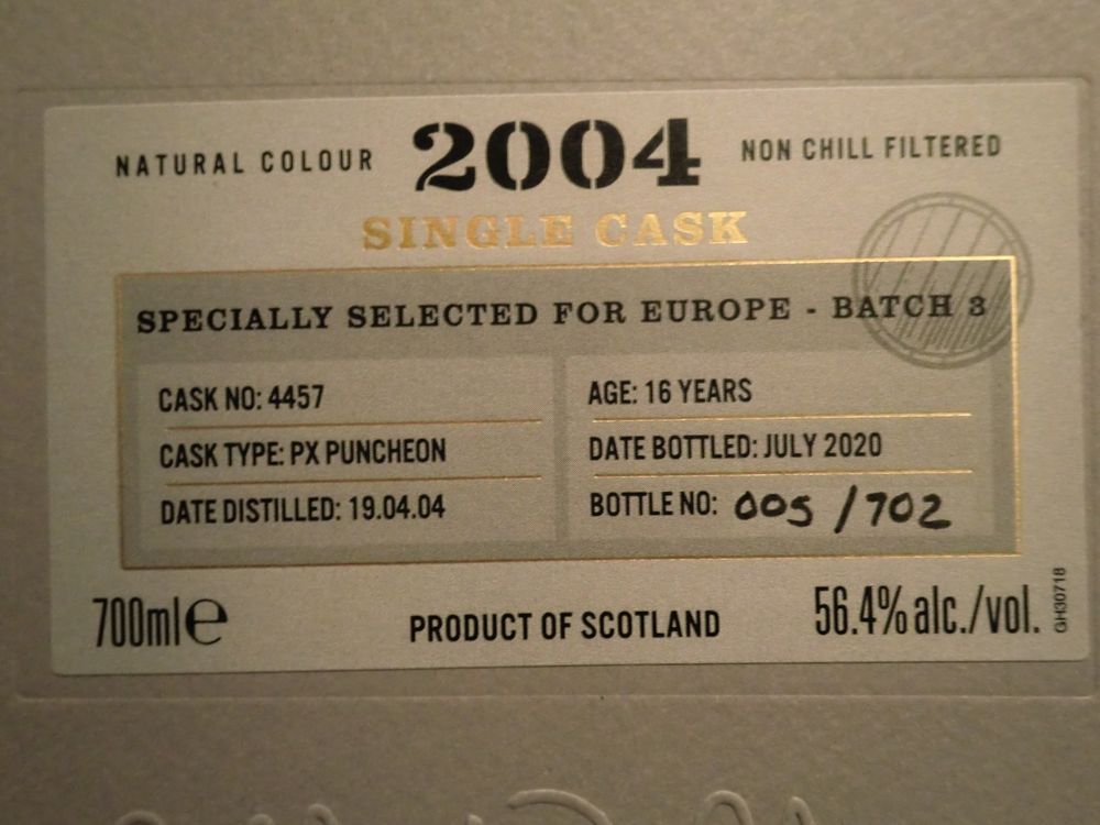 Glenallachie 2004, PX Puncheon, Single Cask, 16 Jahre (Neu und ...