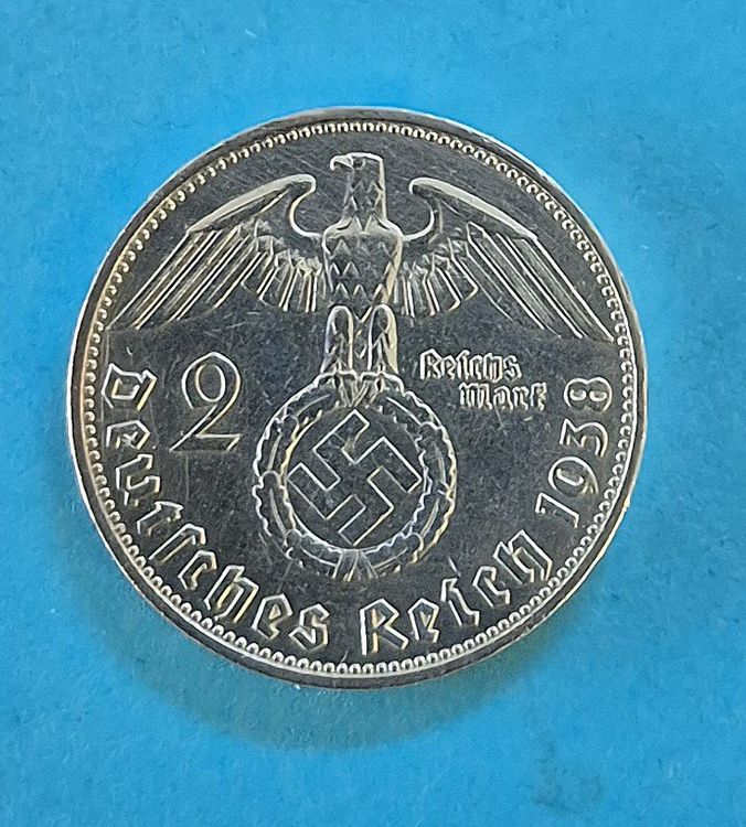 2 ReichsMark 1938 F Silber "Nazi-Deutschland" TopErhaltung | Acheter sur Ricardo