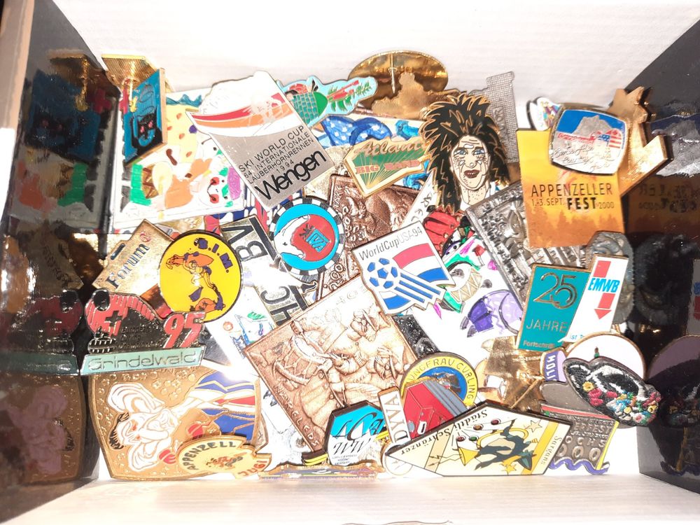 1 Kiste voll mit Pin's - ca. 50 Stk. Ansteckpins Fasnacht (Gebraucht ...