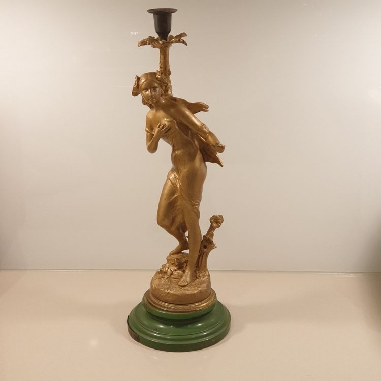 Antike Art Nouveau Statue als Kerzenständer, von Ch. Perron | Acheter ...