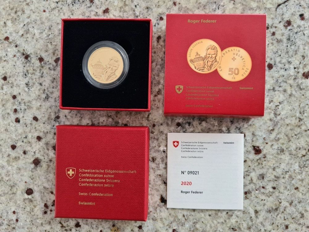 Roger Federer Goldmünze 50 Fr. (Neu und originalverpackt) in Brugg AG ...