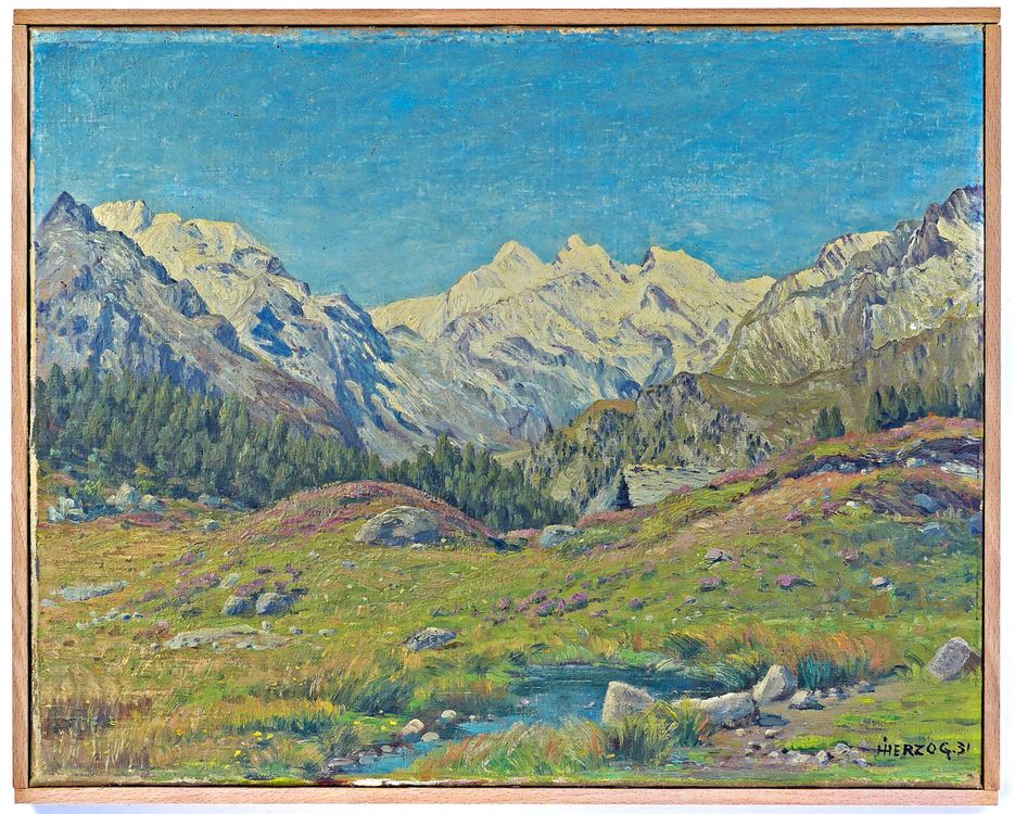 Jakob HERZOG (1867-1959) - Piz Duan mit Septimerpass Gemälde (Gebraucht) in Ostermundigen für ...