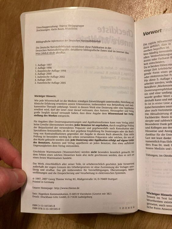 Checkliste Innere Medizin (Gebraucht) in Gümligen für CHF 25 – mit ...