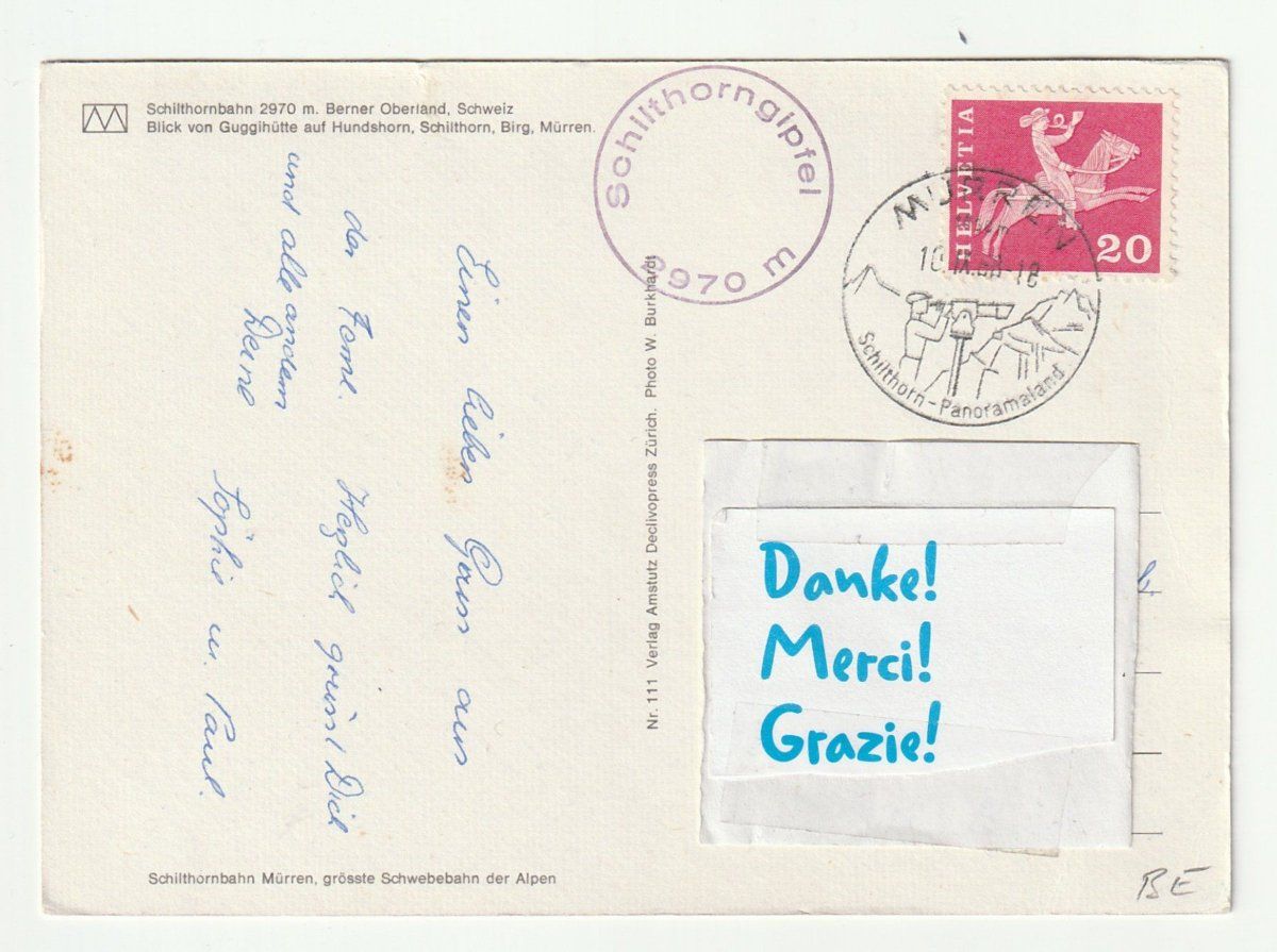 Schilthornbahn, Berner Oberland Panorama 1968 ( mit falten) (Gebraucht ...