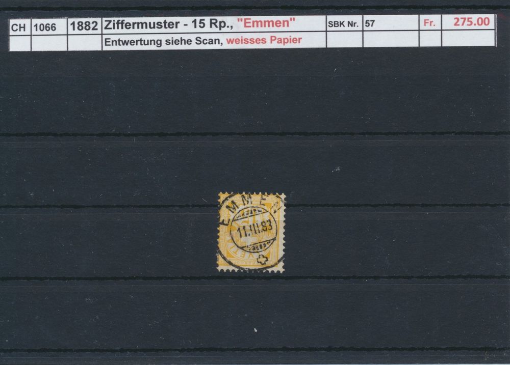 1882 Ziffermuster - 15 Rp., "Emmen", SBK Nr. 57 (Gebraucht) in ...