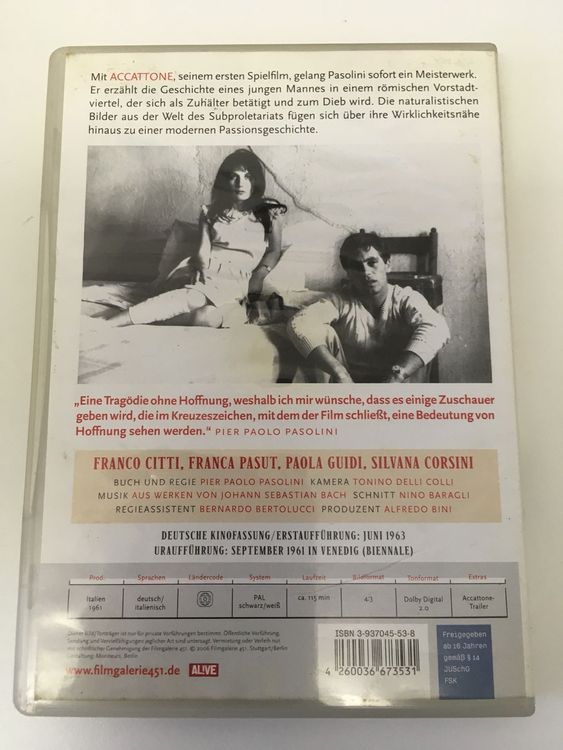 Accattone - Wer nie sein Brot mit Tränen aß - DVD (Pasolini) | Kaufen ...