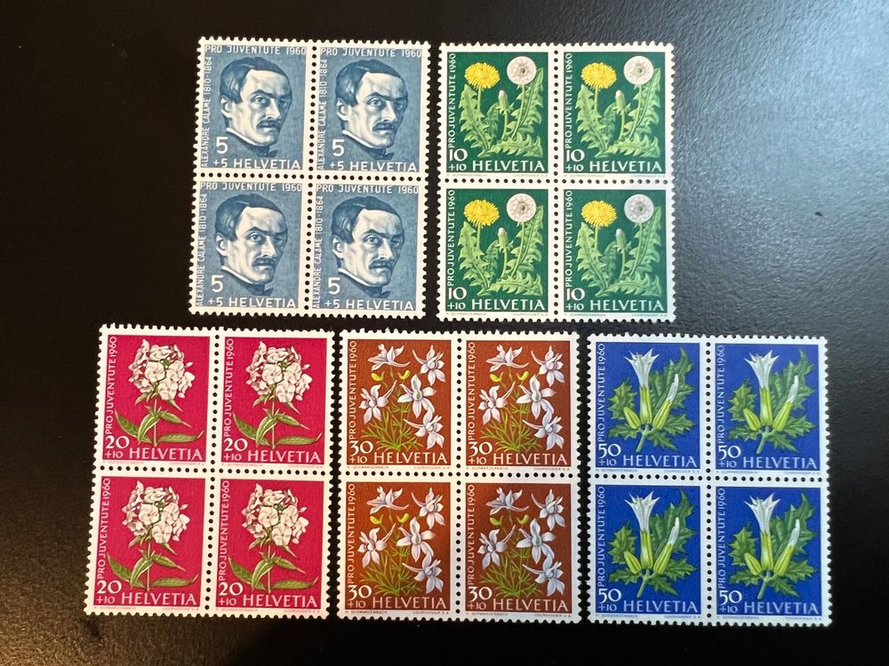 5 blocs de 4 timbres neufs** Pro Juventute 1960 selon photo (D'occasion ...