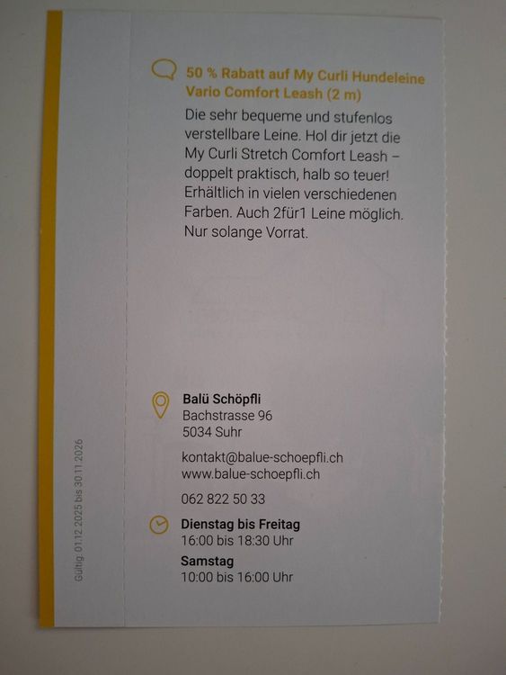 Balü Schöpfli Gutschein -50% auf My Curli Hundeleine (2m) (Neu (gemäss ...