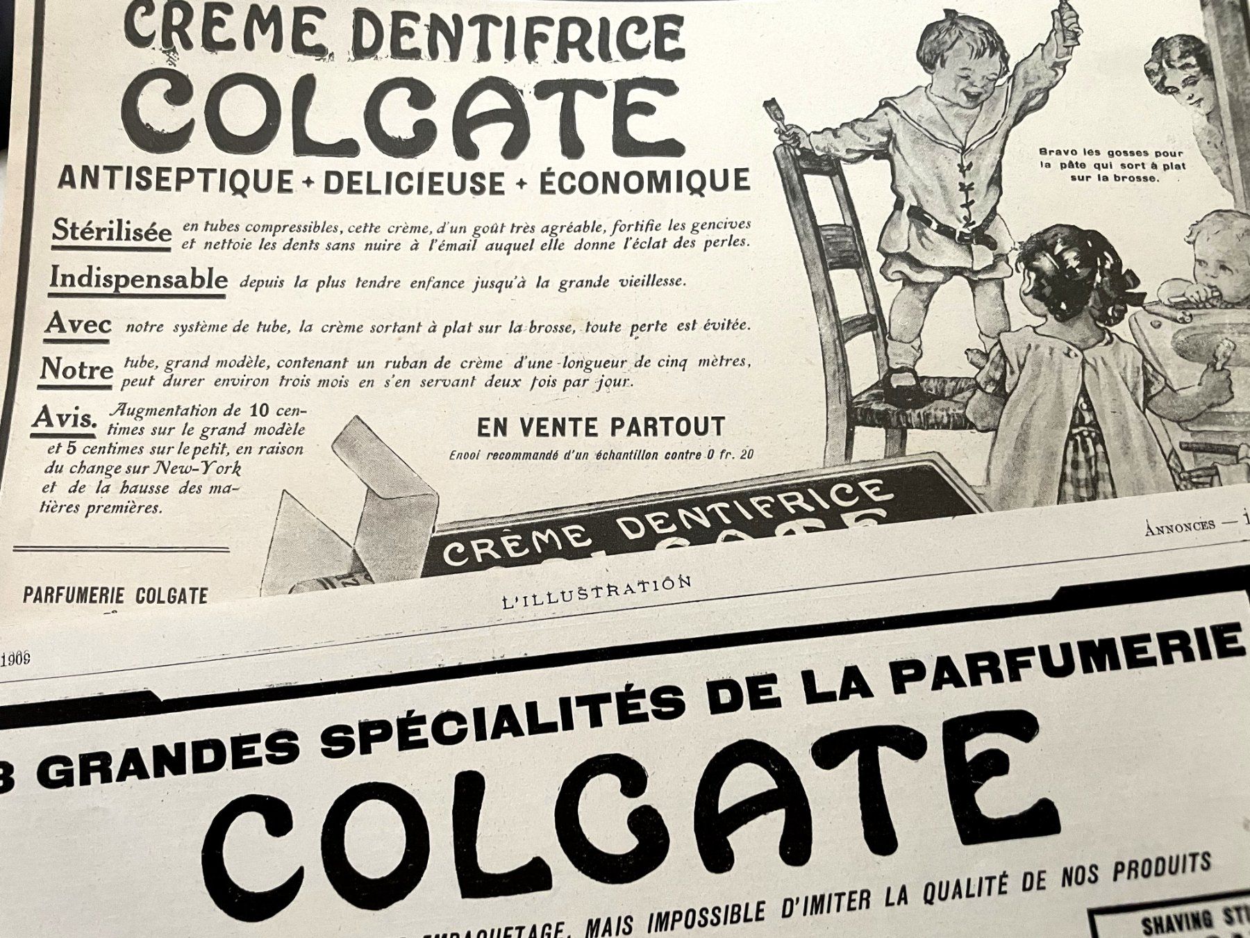 Colgate Zahnpasta Dentifrice - 2 Werbungen/Publicités 1906 (Gebraucht ...