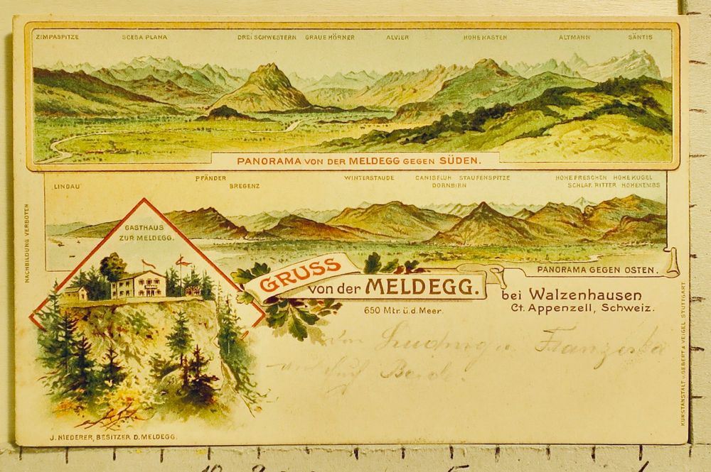 Gruss von der Meldegg bei Walzenhausen Kt. Appenzell 1906 (Gebraucht ...