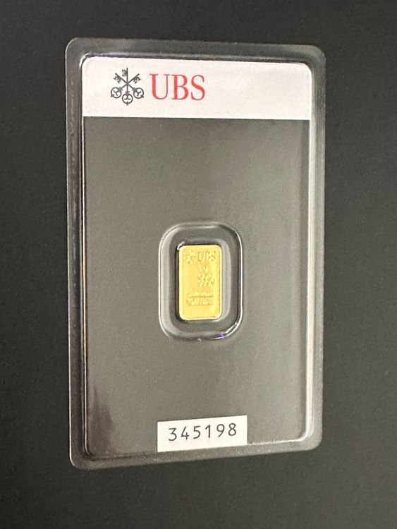 Goldbarren 1g UBS Bank Kinebar (Neu und originalverpackt) in Untersiggenthal für CHF 149 – mit ...
