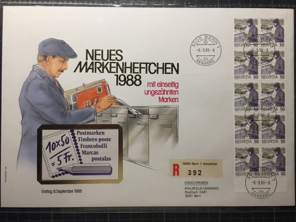 FDC Grossbrief aus Neues Markenheftchen 1988 (Ortsn.) | Kaufen auf Ricardo