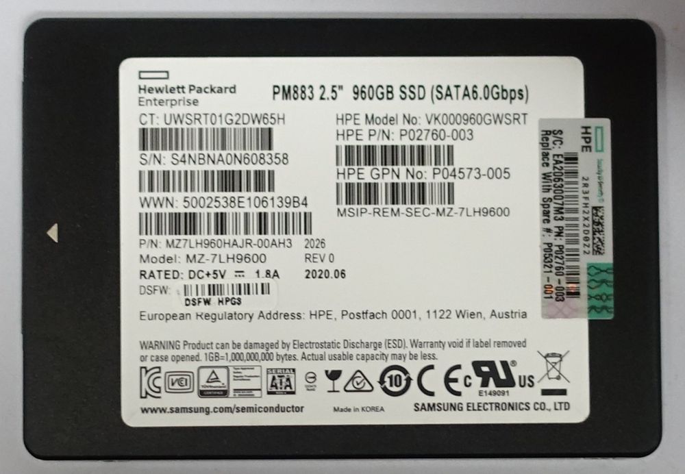 HPE PM883 2.5 960 GB SATA-6 SSD Mixed Use (Neu (gemäss Beschreibung)) in Holzhäusern ZG für CHF ...